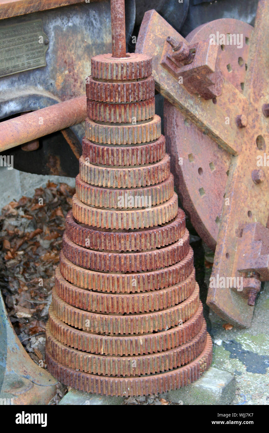 pile of rusty cogs in an old steam engine yard Stock Photo - Alamy