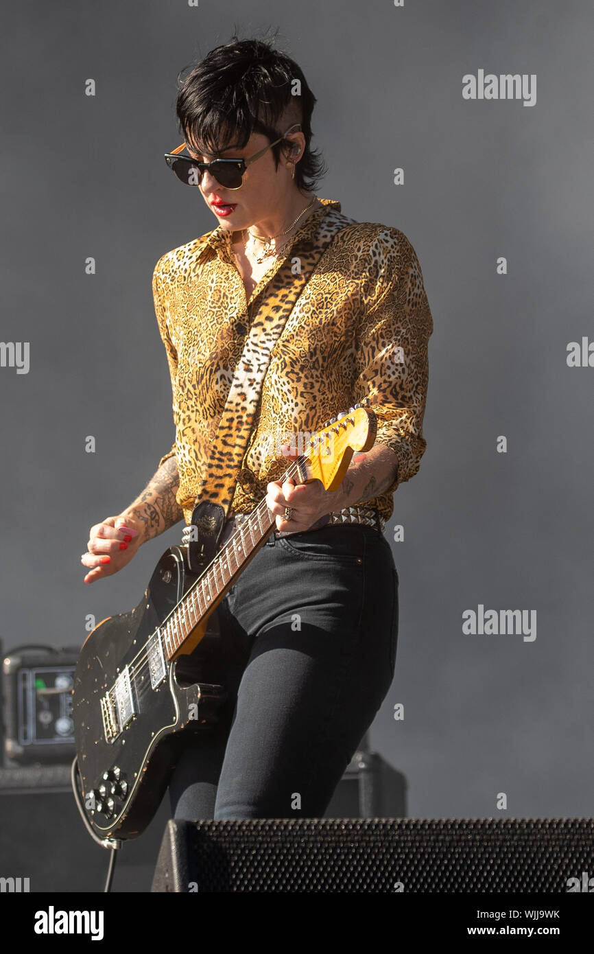 Leeds, UK. Friday 23 August 2019. The Distillers are an American punk ...