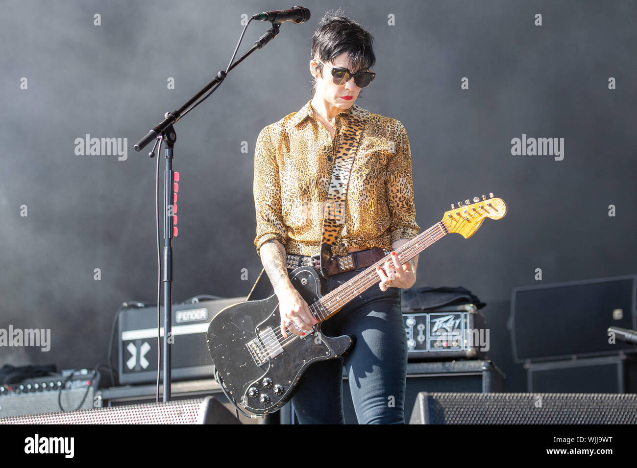 Leeds, UK. Friday 23 August 2019. The Distillers are an American punk ...