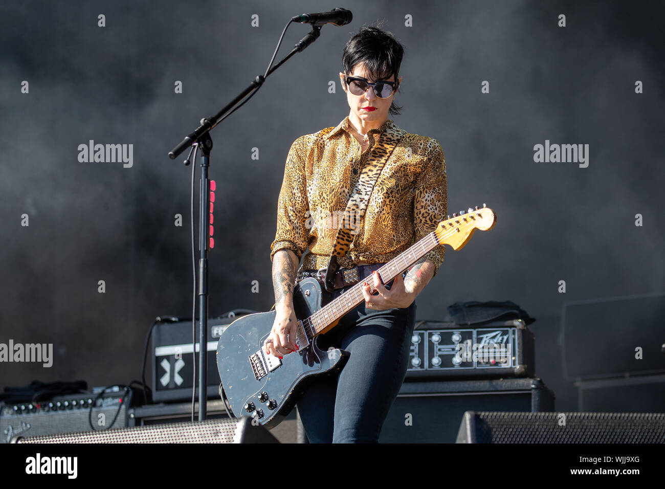 Leeds, UK. Friday 23 August 2019. The Distillers are an American punk ...