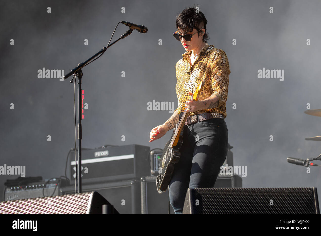 Leeds, UK. Friday 23 August 2019. The Distillers are an American punk ...