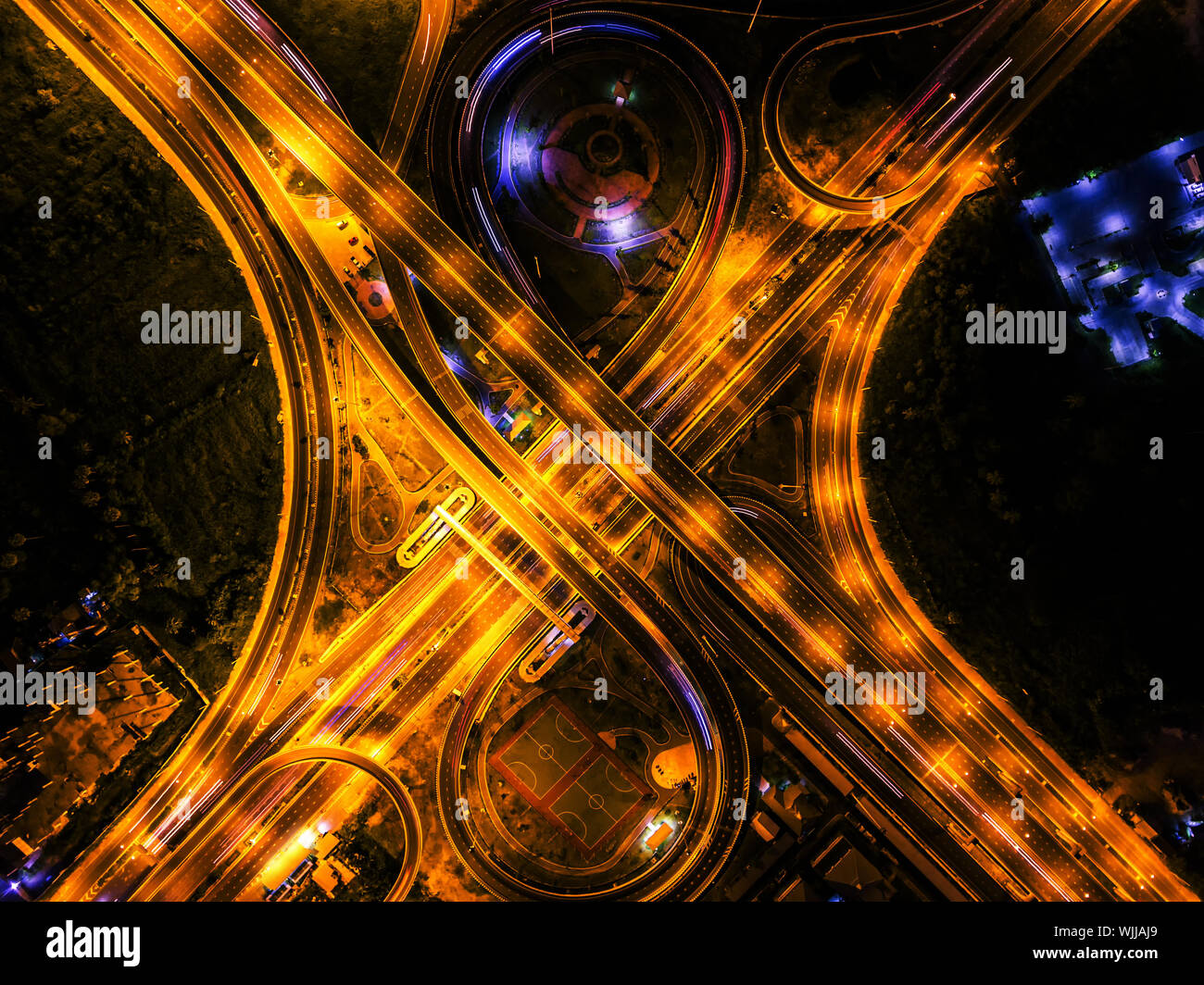 Night view of highway and city hi-res stock photography and images - Alamy