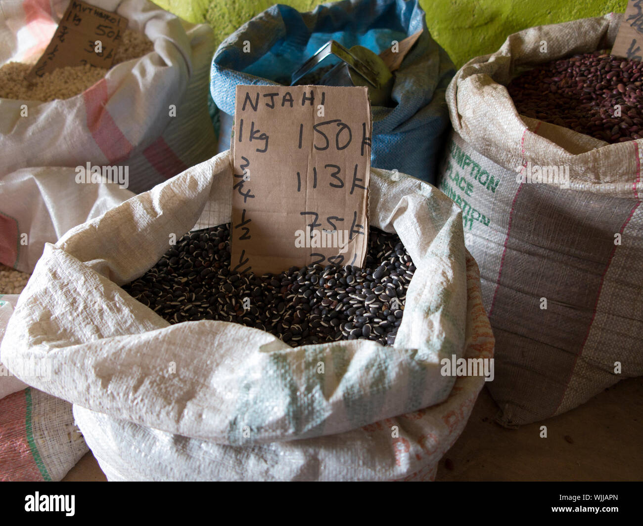Sack of njahi beans in African market Stock Photo - Alamy
