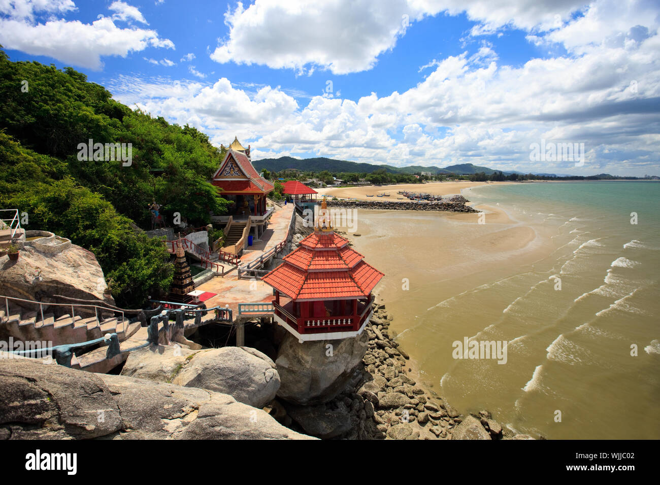 Beautiful temple complex and beach in Khao Tao near Hua Hin, Thailand ...