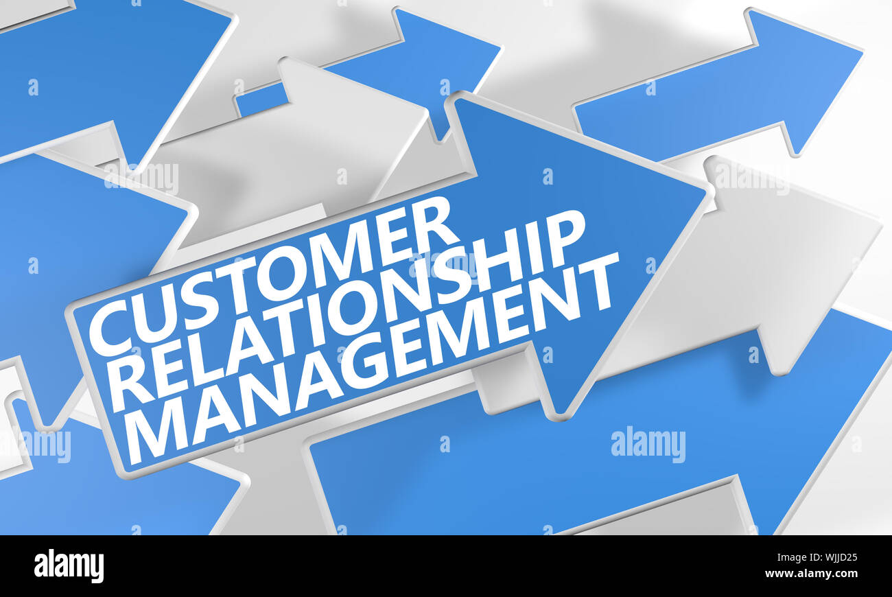 Customer Relationship Management 3d render concept with blue and white ...