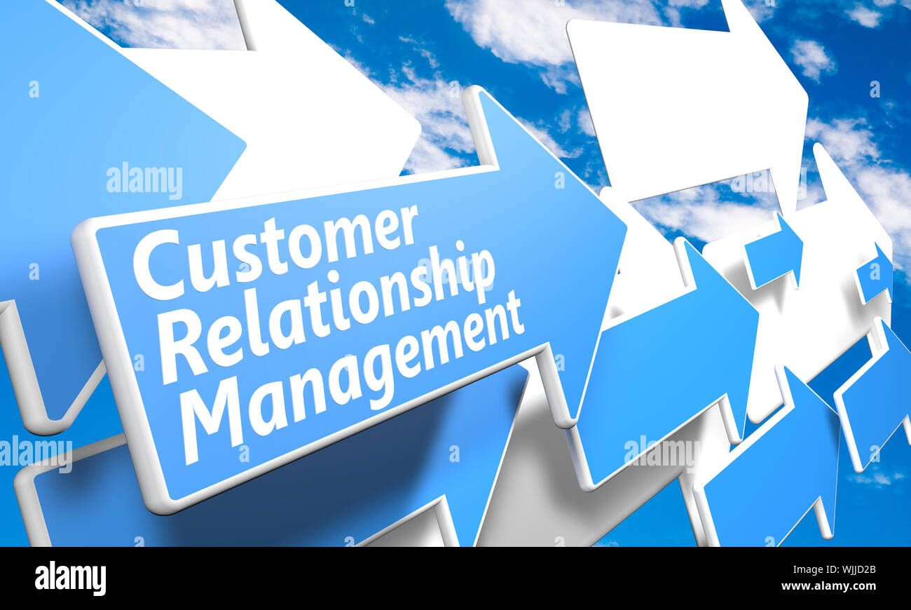 Customer Relationship Management 3d render concept with blue and white ...