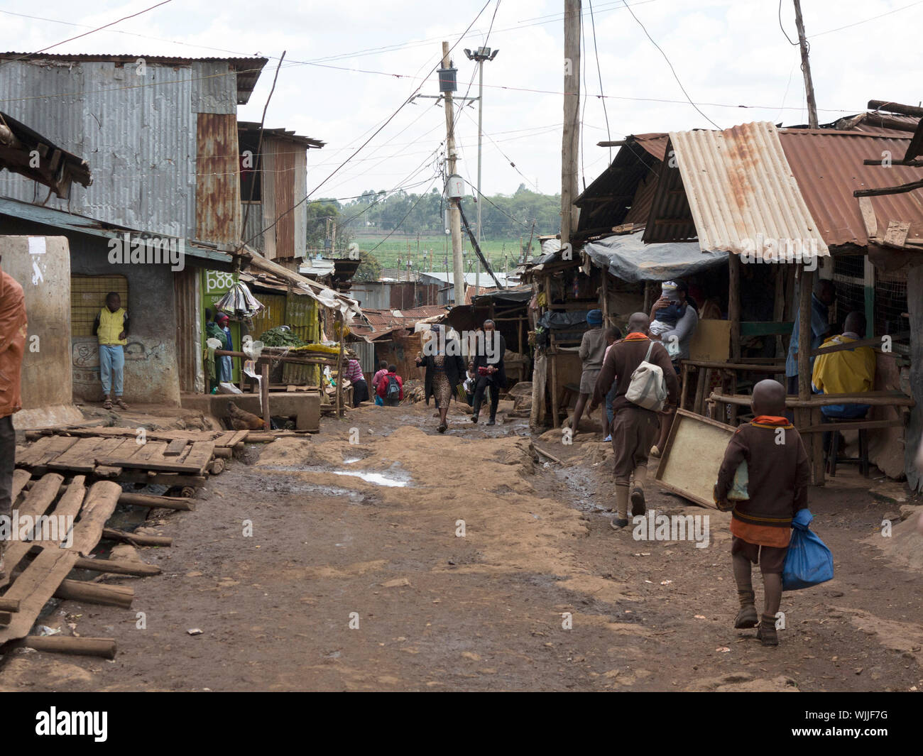 KIBERA, KENYA-NOVEMBER 5, 2015: Unidentified people live and work in ...