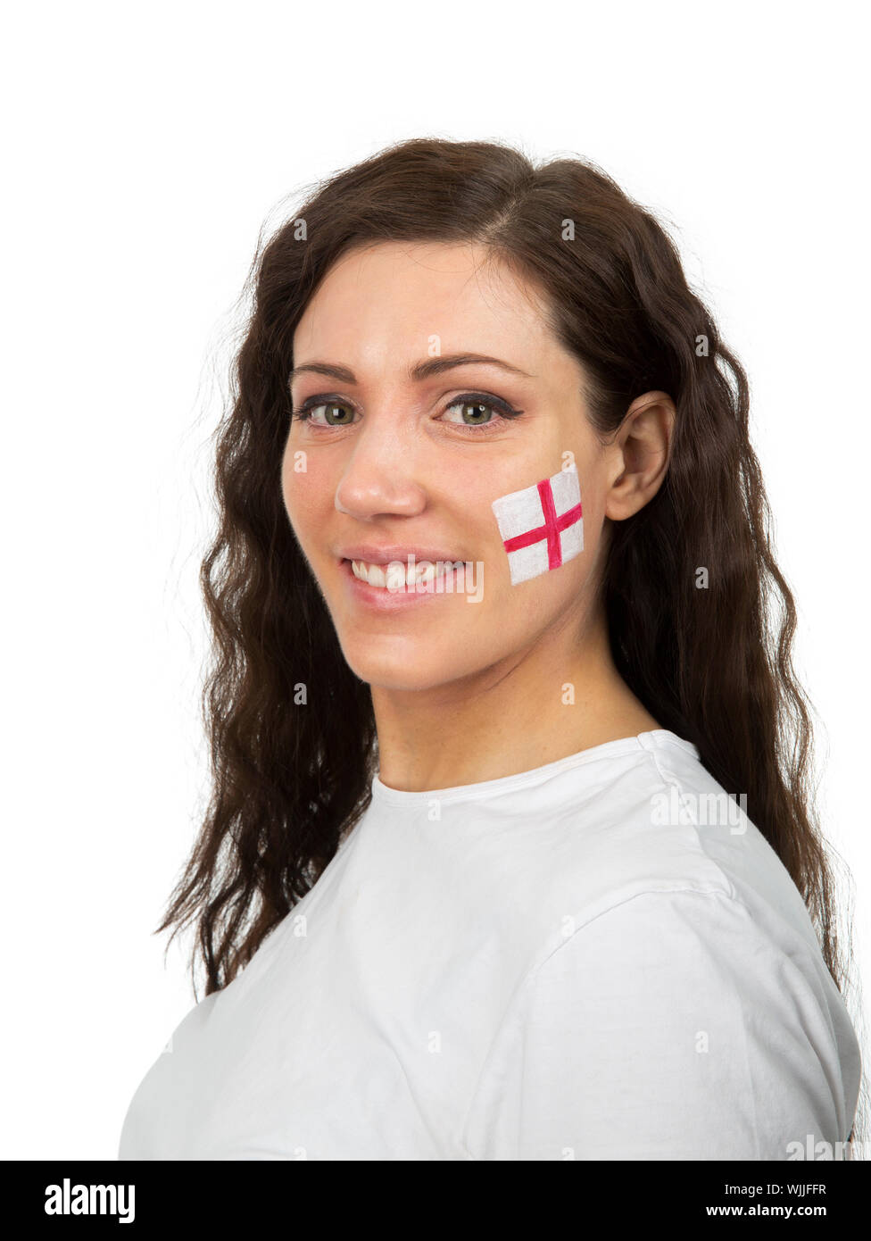 Young Girl with the English flag painted in her face Stock Photo - Alamy