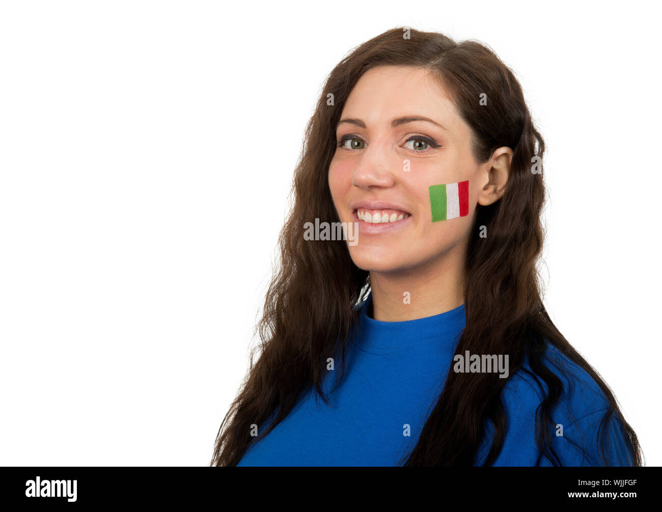 Young Girl with the Italian flag painted in her face Stock Photo - Alamy