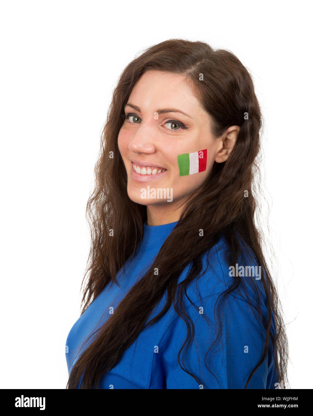 Young Girl with the Italian flag painted in her face Stock Photo - Alamy