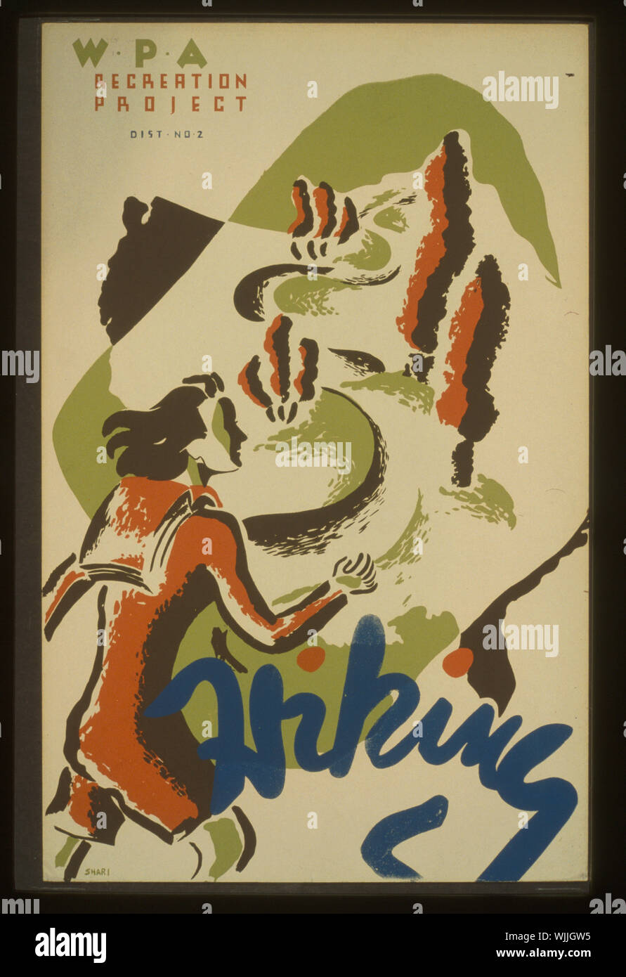 Hiking Abstract: Poster showing a woman hiking Stock Photo - Alamy
