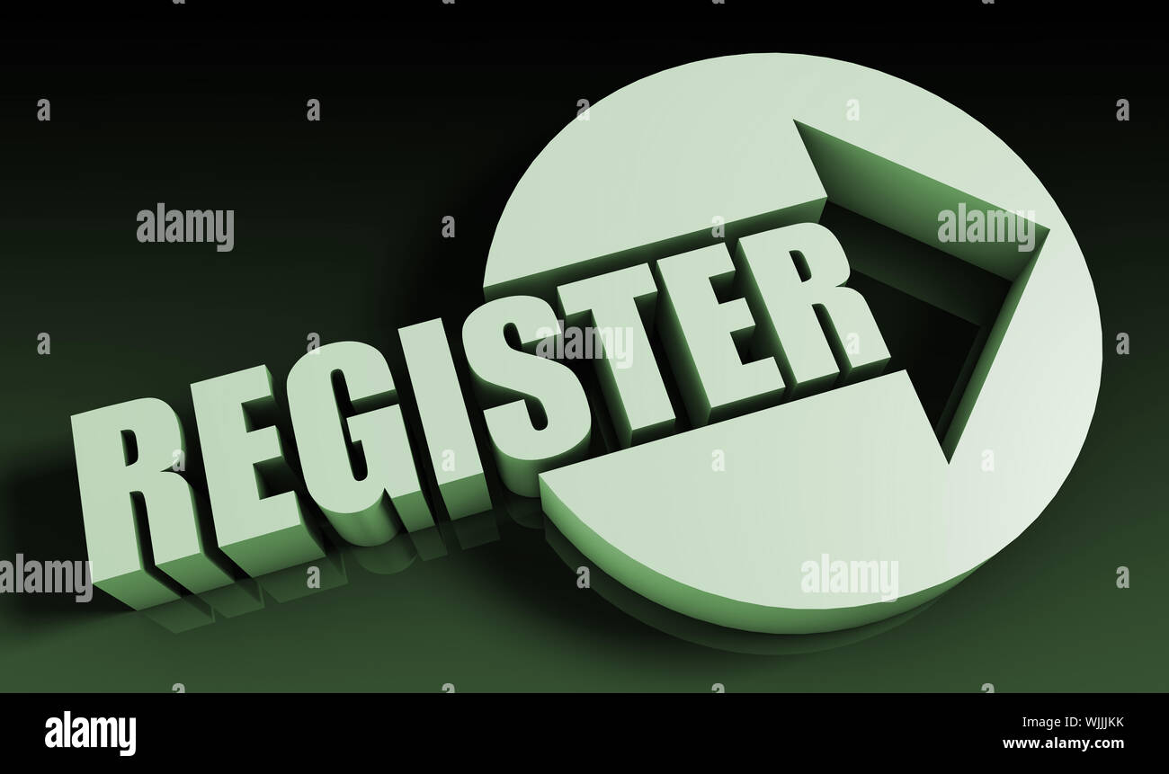 Register Concept With an Arrow Going Upwards 3D Stock Photo - Alamy