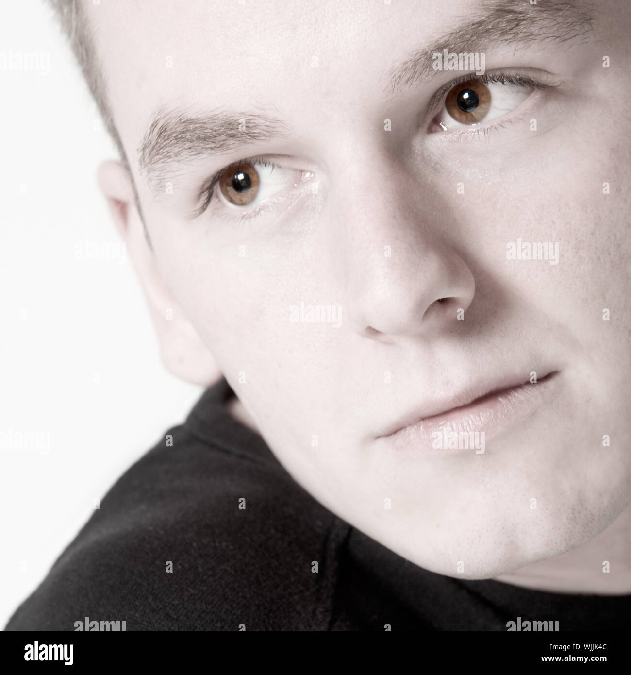 boy's face close up on a white background Stock Photo - Alamy