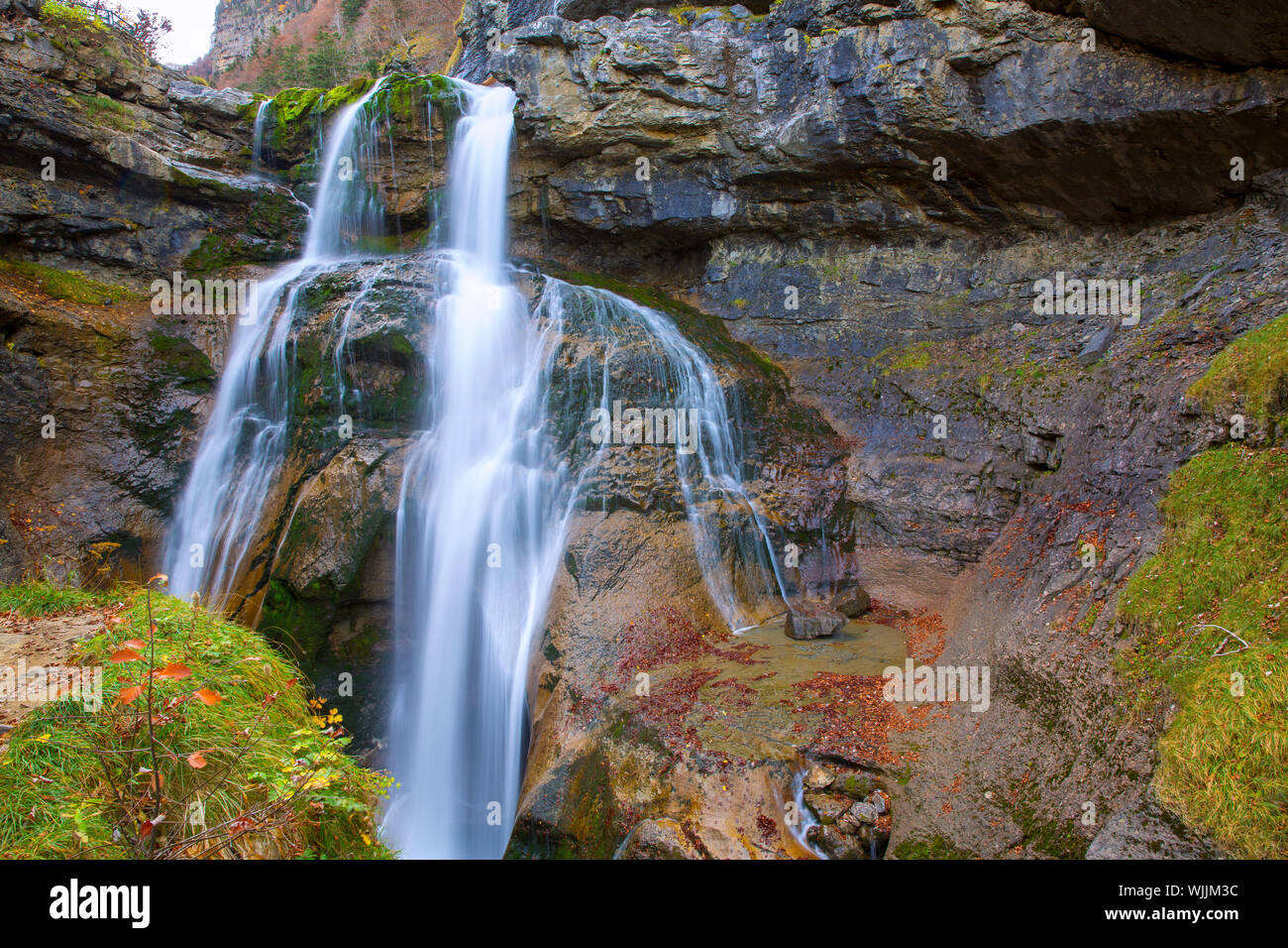 Cascada de la Cueva waterfall in Ordesa valley Pyrenees Huesca Spain ...