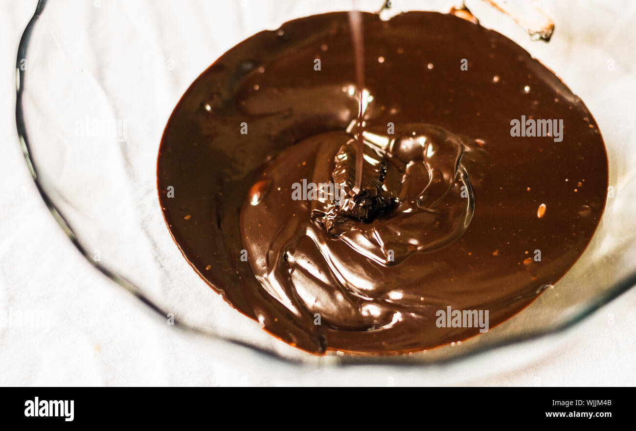 Melted chocolate ganache cream. Food background and pattern texture ...