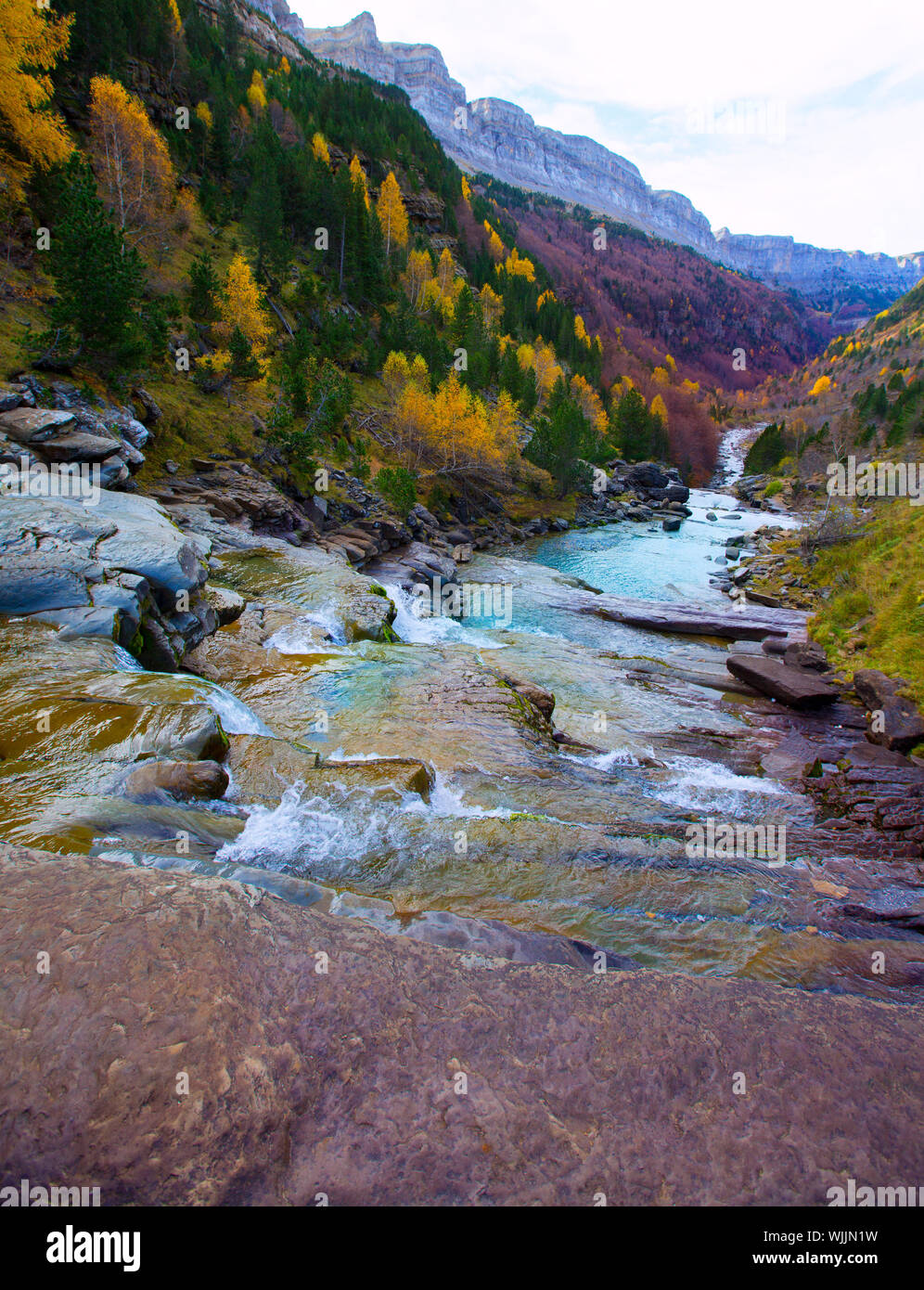 Gradas de Soaso in Arazas river Ordesa valley Pyrenees Huesca Aragon ...