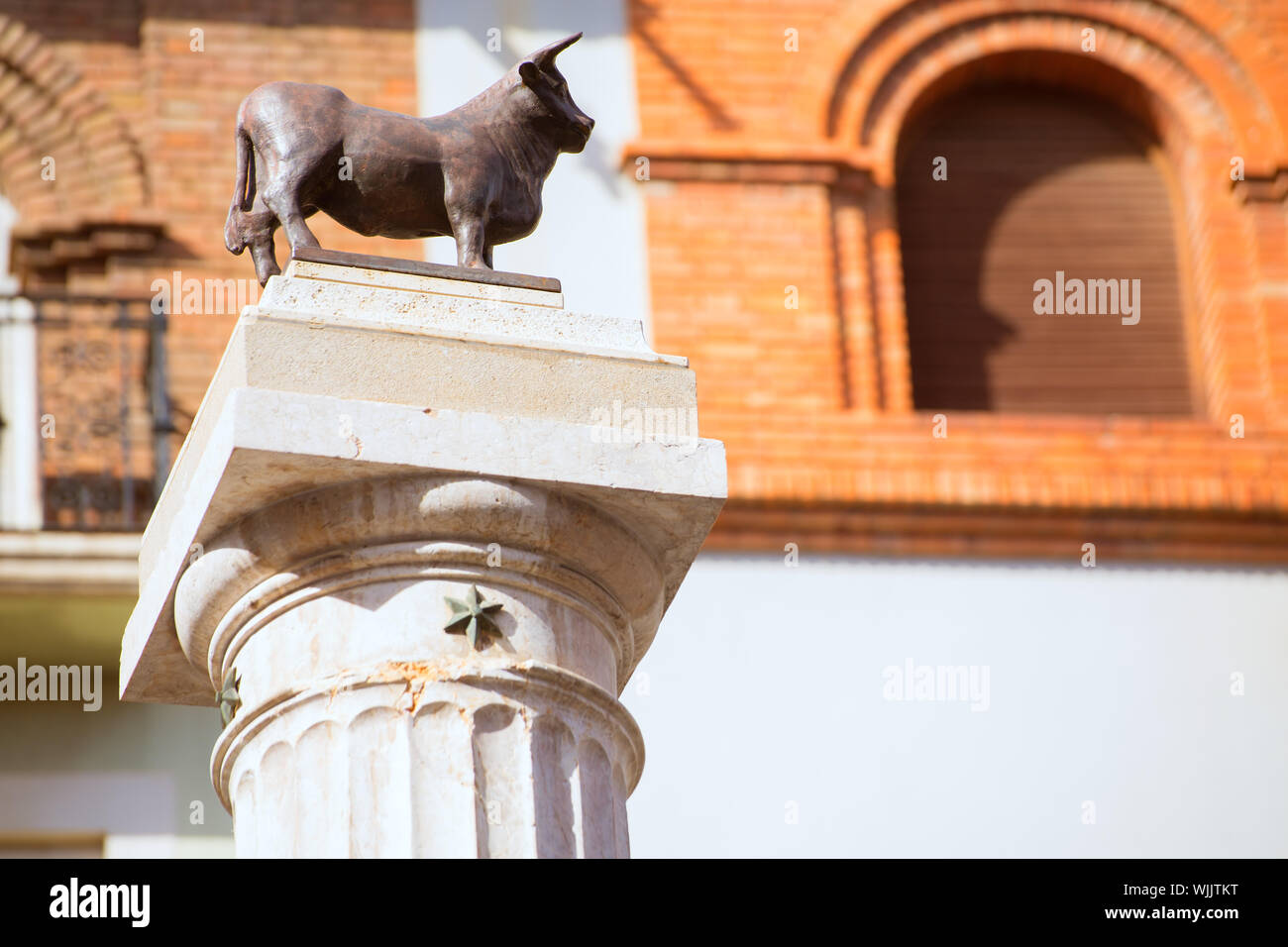 Aragon Teruel El Torico statue in Plaza Carlos Castel square at Spain ...