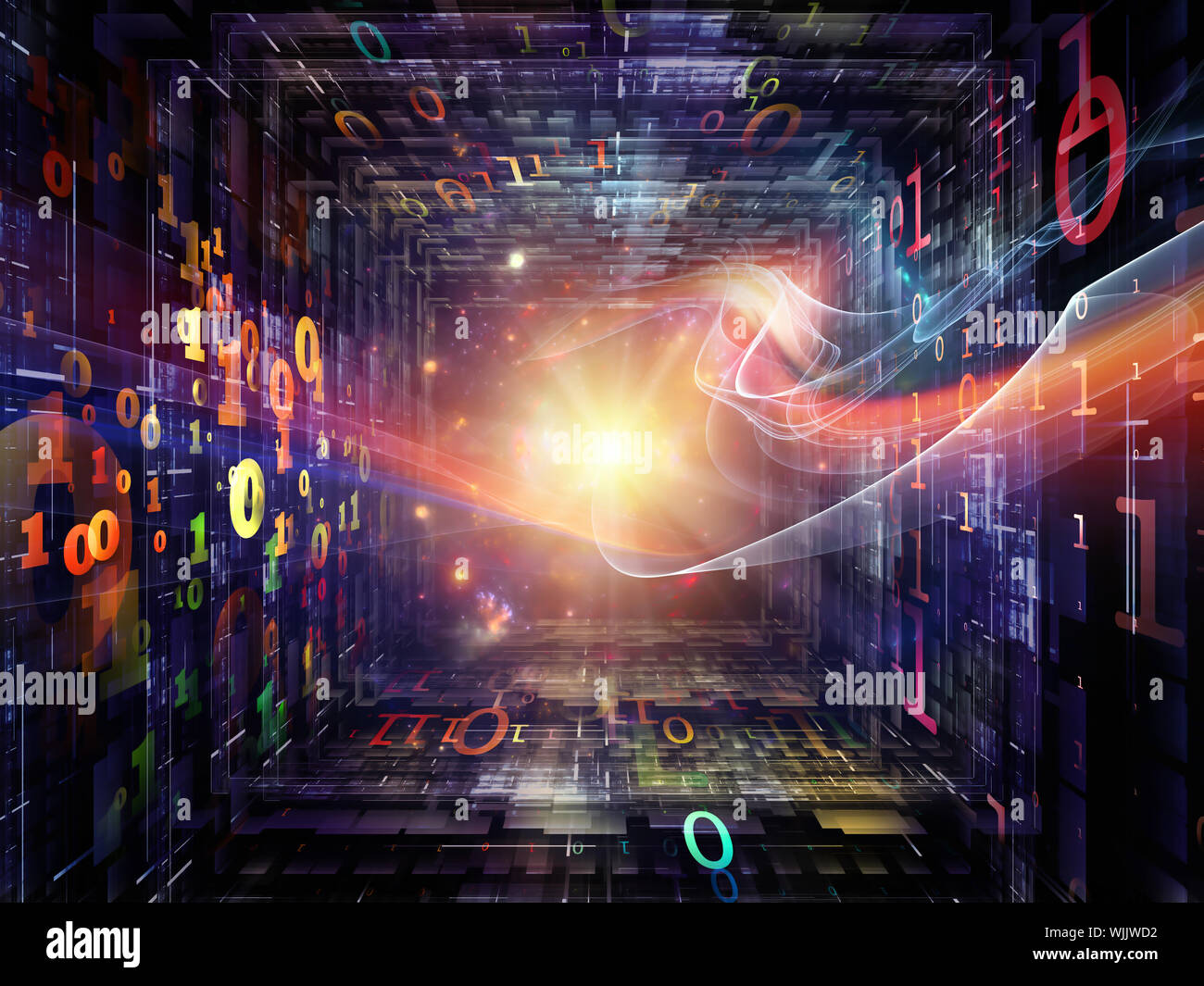 Number Tunnel series. Artistic abstraction composed of colorful numbers ...