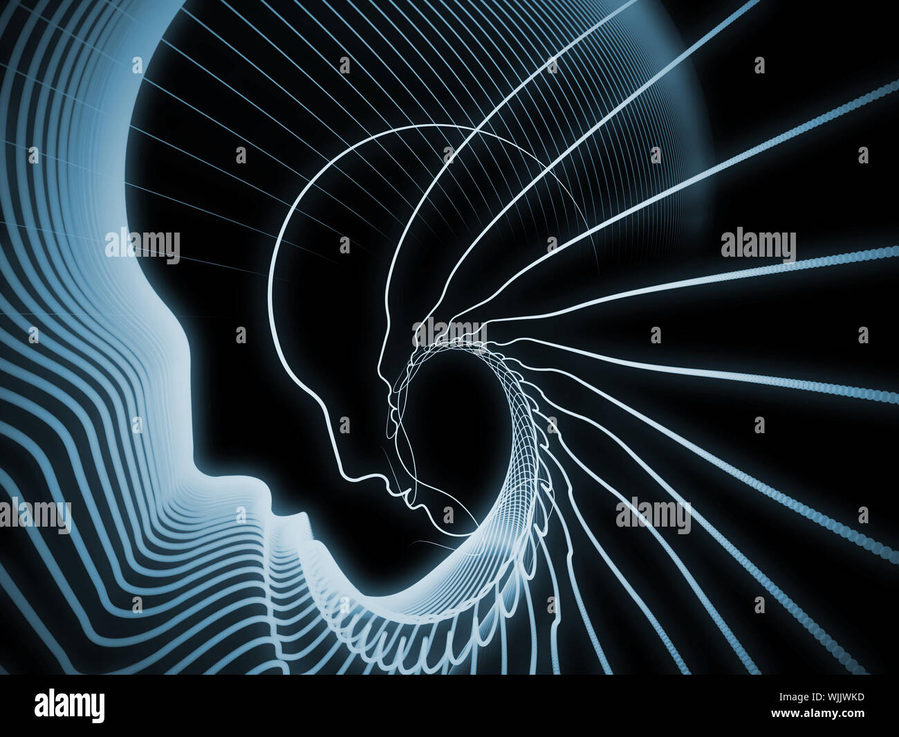 Geometry of Soul series. Arrangement of profile lines of human head on ...