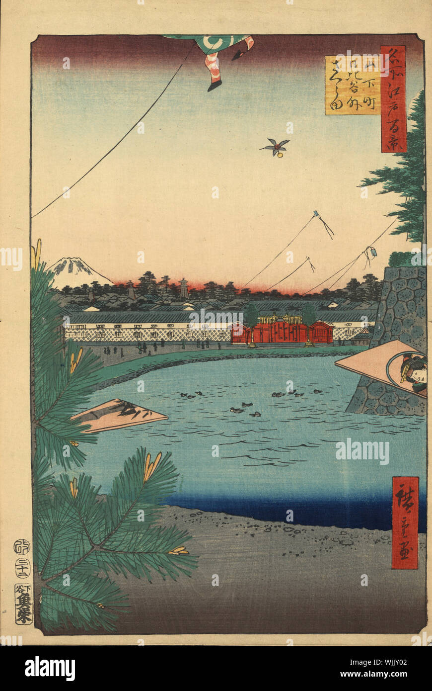 Woodblock print from Hiroshige's Hundred famous views of Edo (present ...