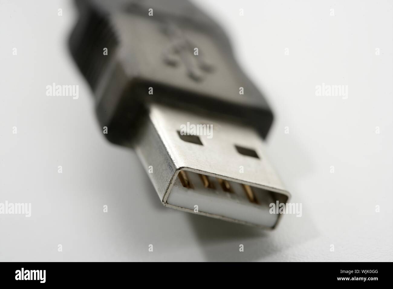 USB connection plug macro detail closeup over white background Stock ...