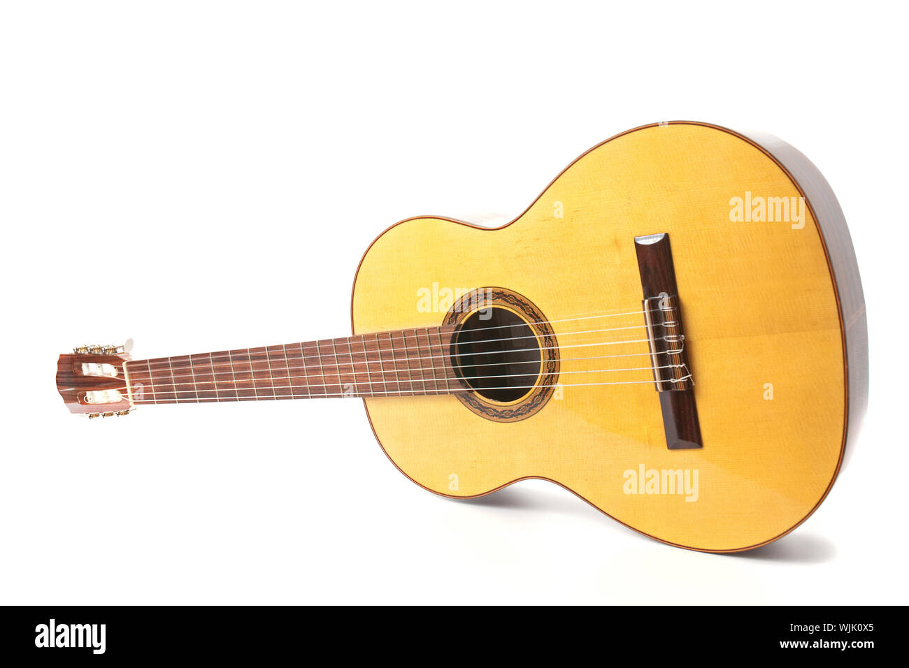 Perspective view classic guitar isolated on white background Stock ...