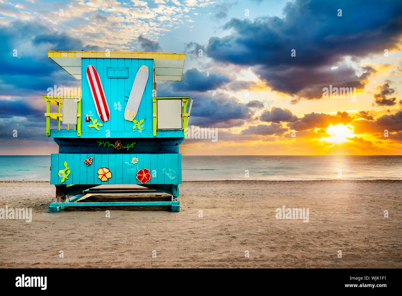 Colorful Lifeguard Tower in South Beach, Miami Beach, Florida, USA ...