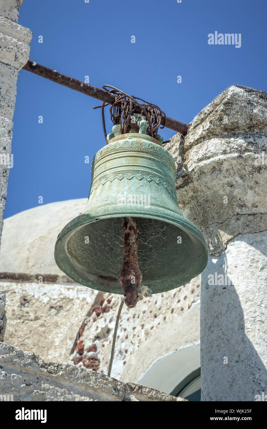 An image of nice church bells at Santorini Greece Stock Photo - Alamy