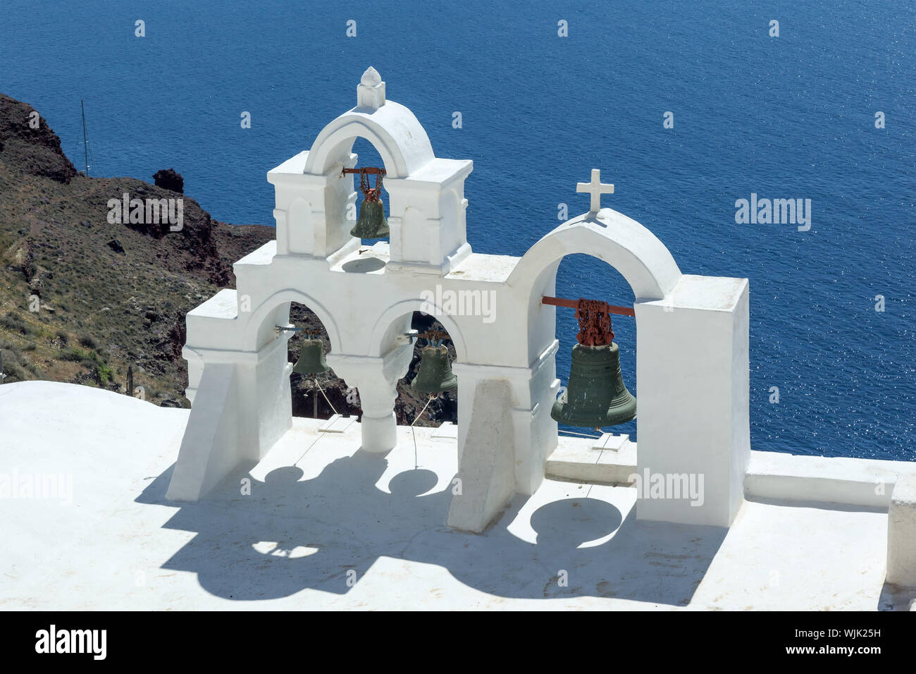 An image of nice church bells at Santorini Greece Stock Photo - Alamy