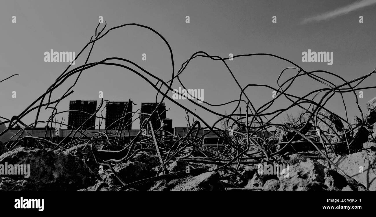 Tangled barbed wire Black and White Stock Photos & Images - Alamy
