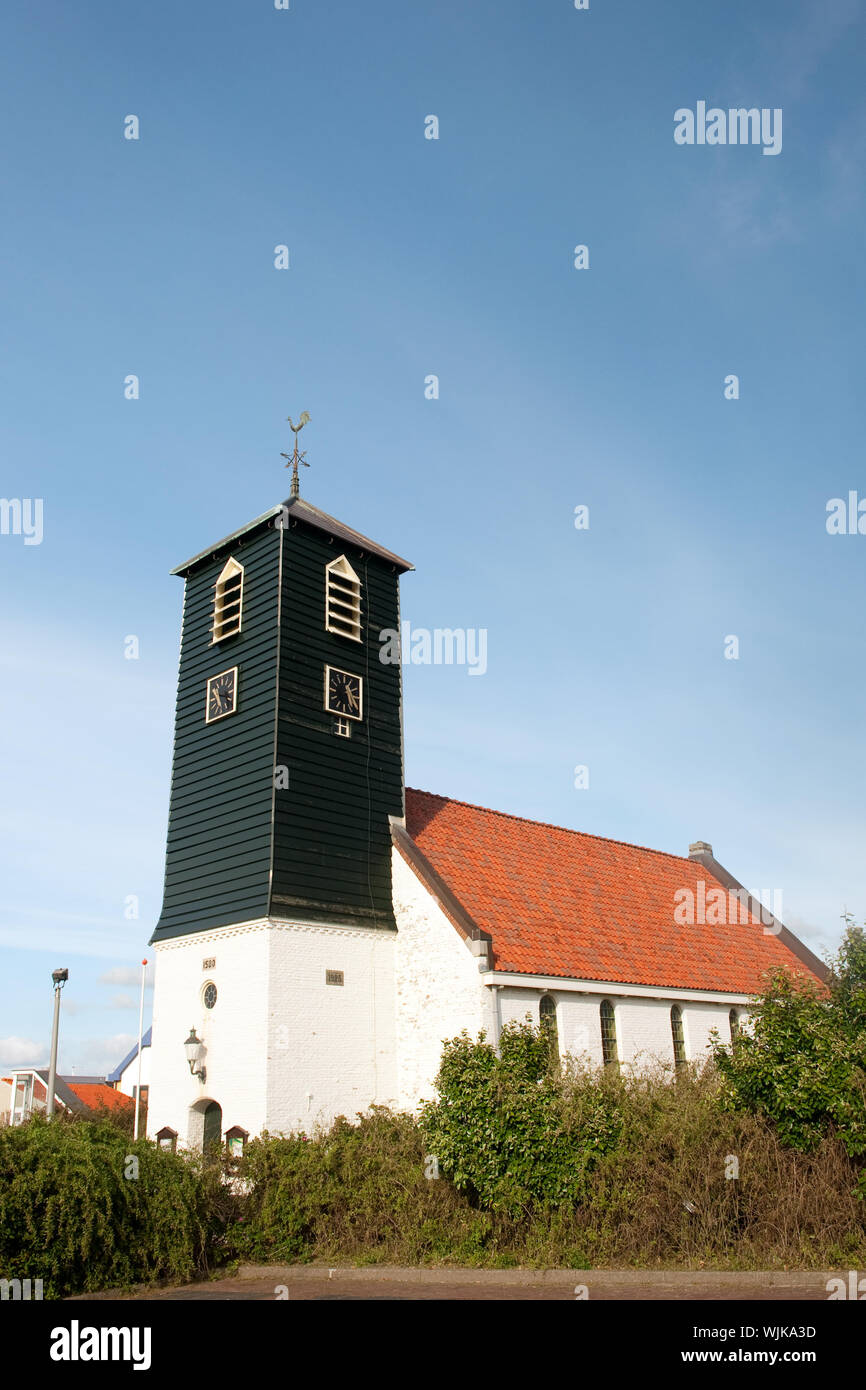 Typical Dutch church in coast village Callantsoog Stock Photo - Alamy