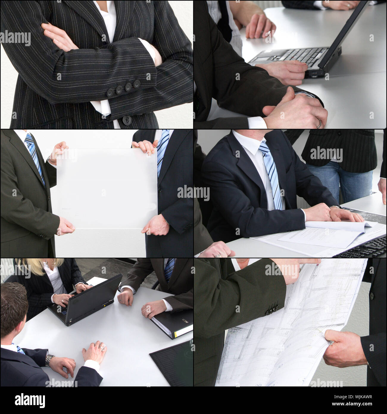 Business Theme Collage with nine Photos Stock Photo - Alamy