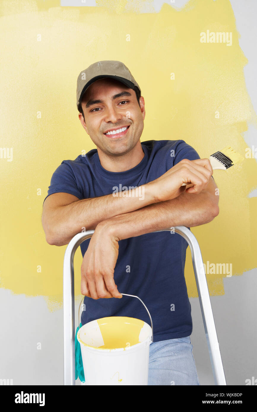 Man Painting Room Yellow Stock Photo - Alamy
