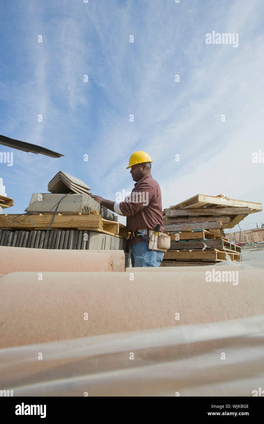 Construction worker on site Stock Photo - Alamy