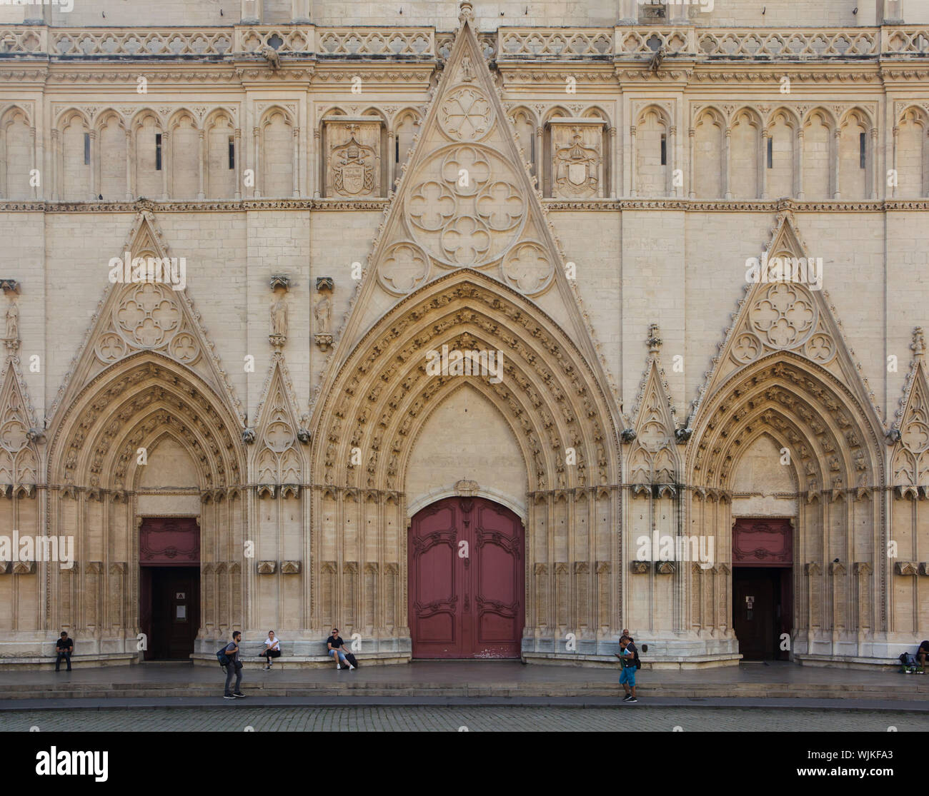 Gothic portal of the Lyon Cathedral (Cathédrale Saint-Jean-Baptiste de ...