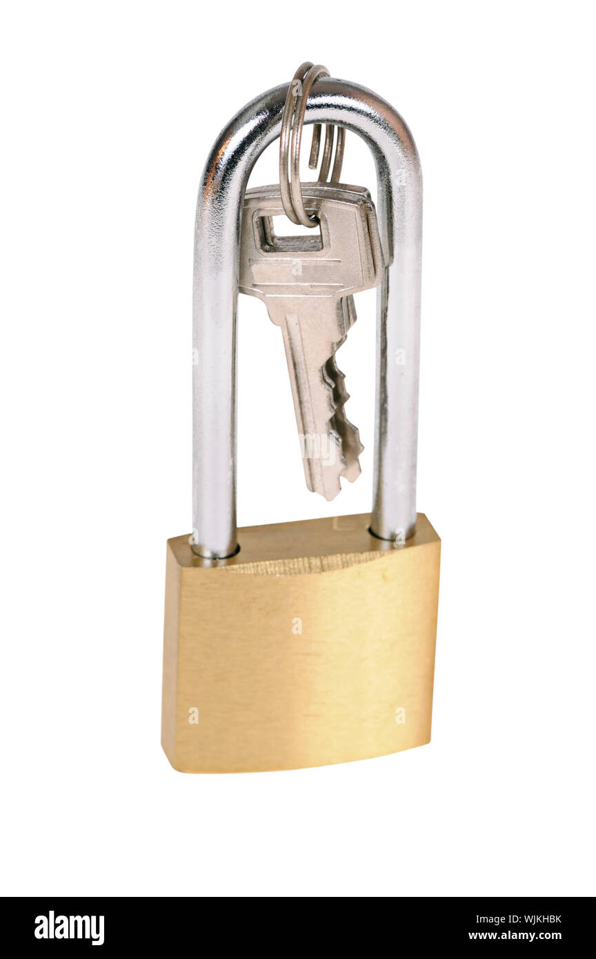 padlock with keys isolated on white background Stock Photo - Alamy
