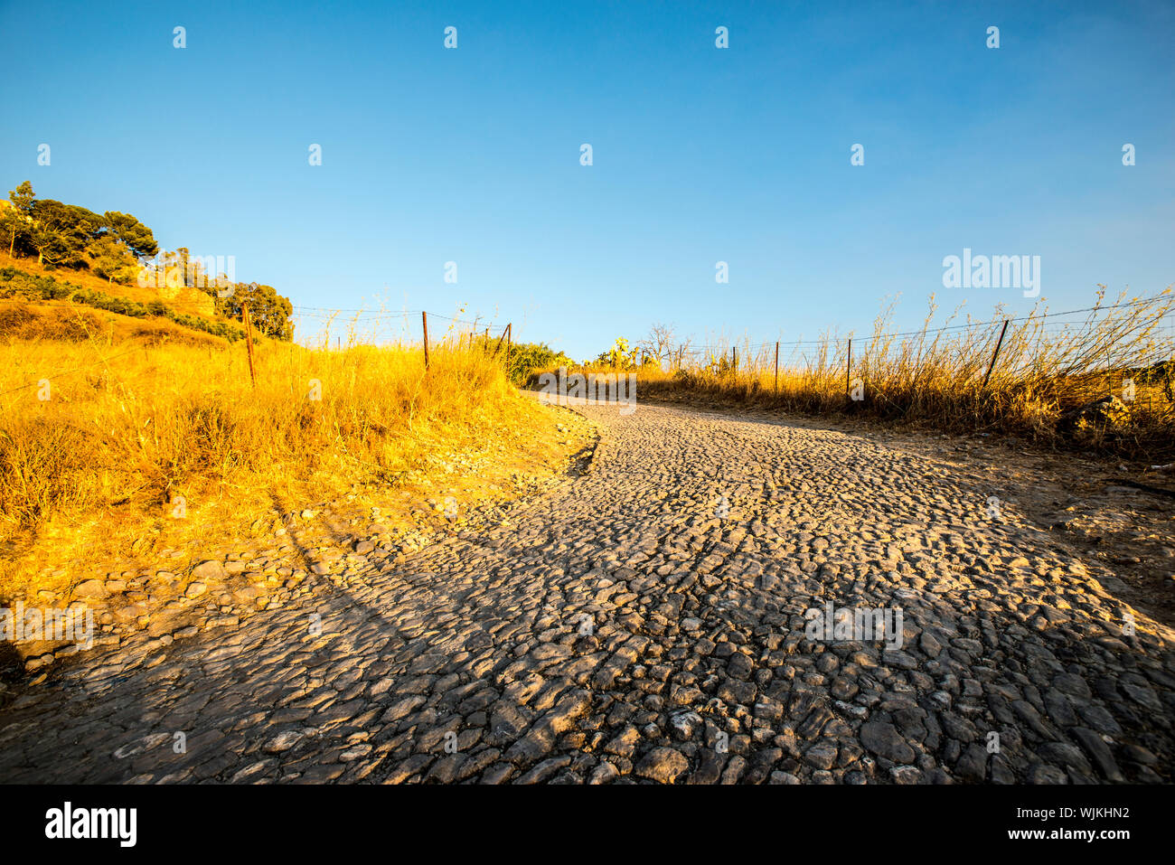 Cobblestone path in the hills Stock Photo - Alamy