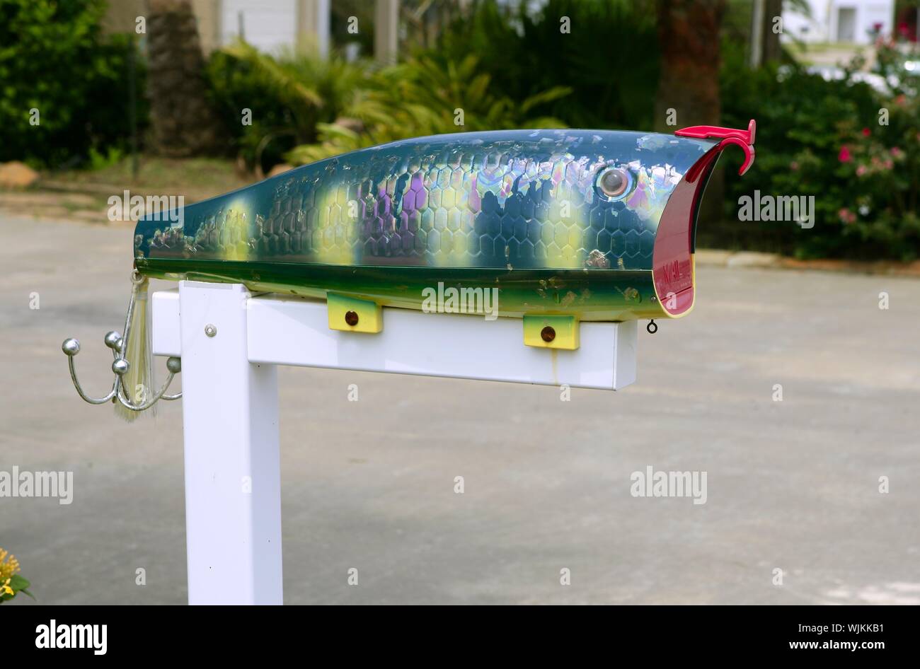 Fun artistic mail box with fish color and shape Stock Photo - Alamy