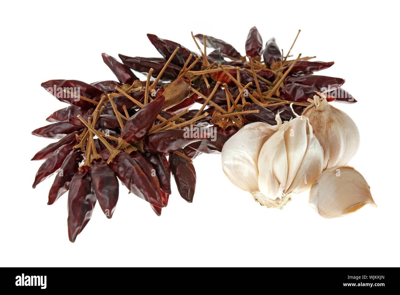 Chilli and garlic isolated on white background Stock Photo - Alamy