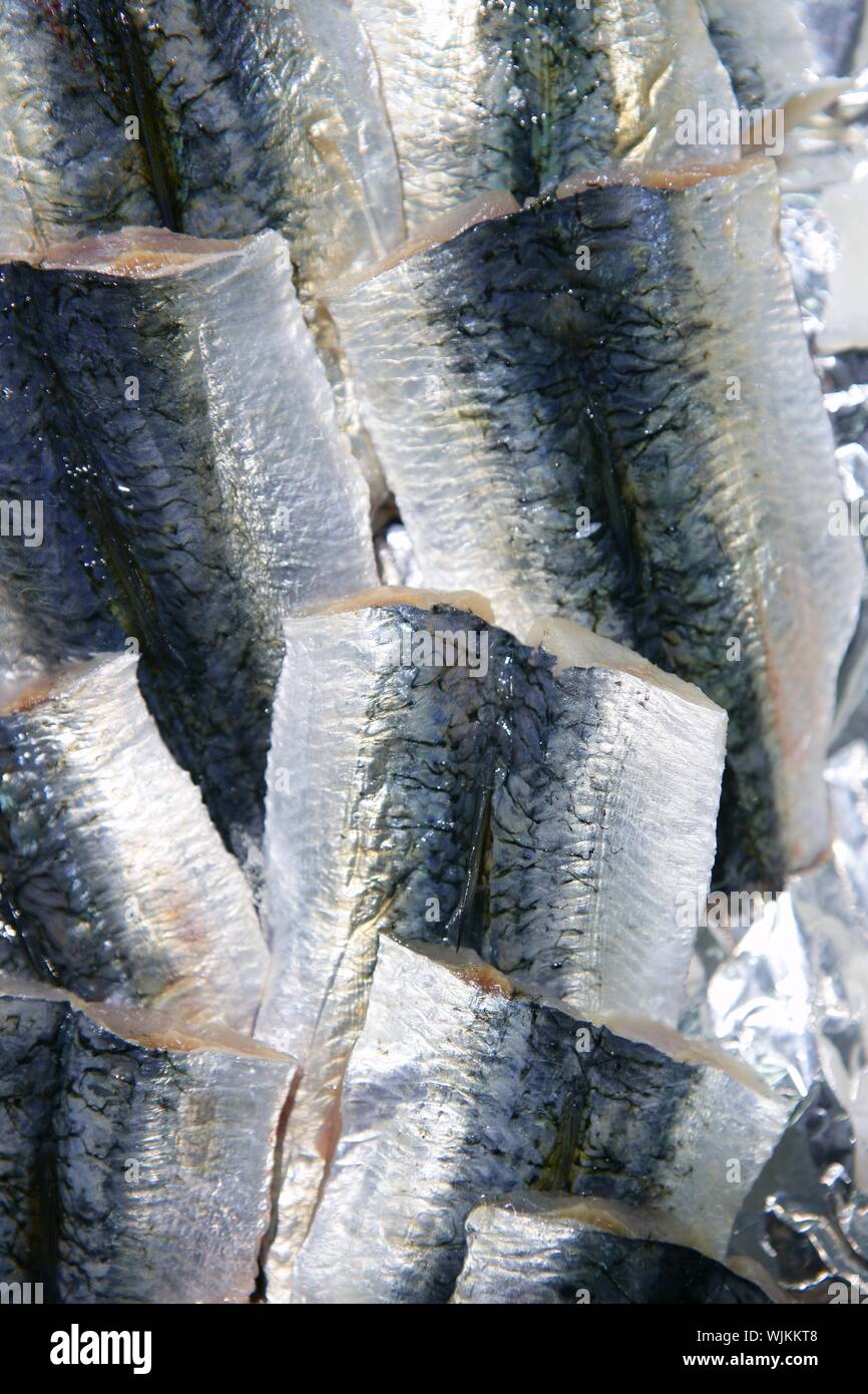 Sardine fish raw fillet skin texture on the marketplace Stock Photo - Alamy