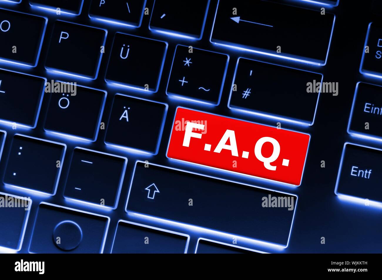 faq or frequently asked questions concept with computer key Stock Photo ...