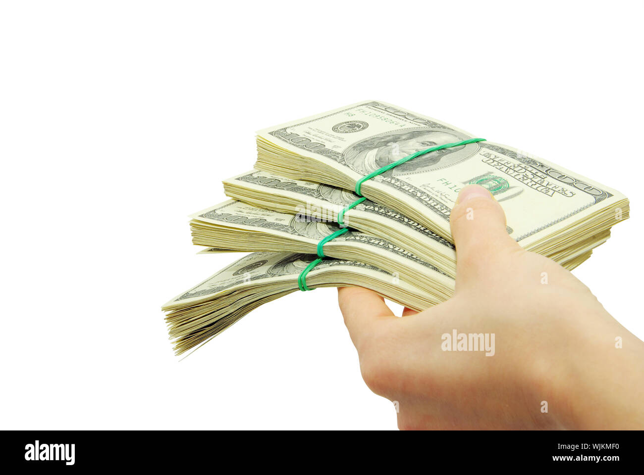 Hand with money isolated on white background Stock Photo - Alamy