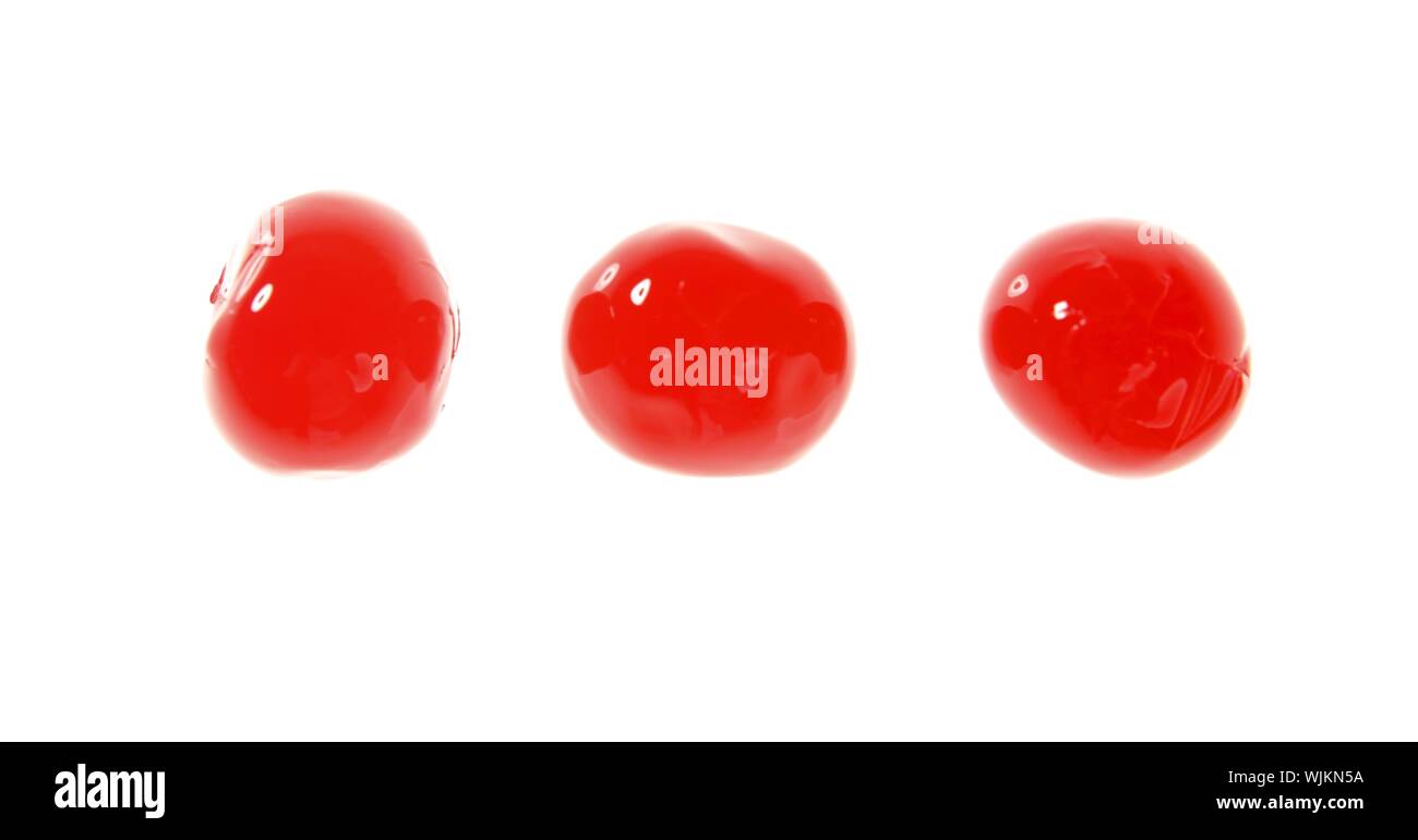 three cherry red fruits macro isolated over white background Stock ...