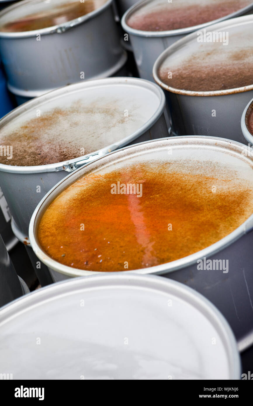 Rusty Oil Drums full frame Stock Photo - Alamy