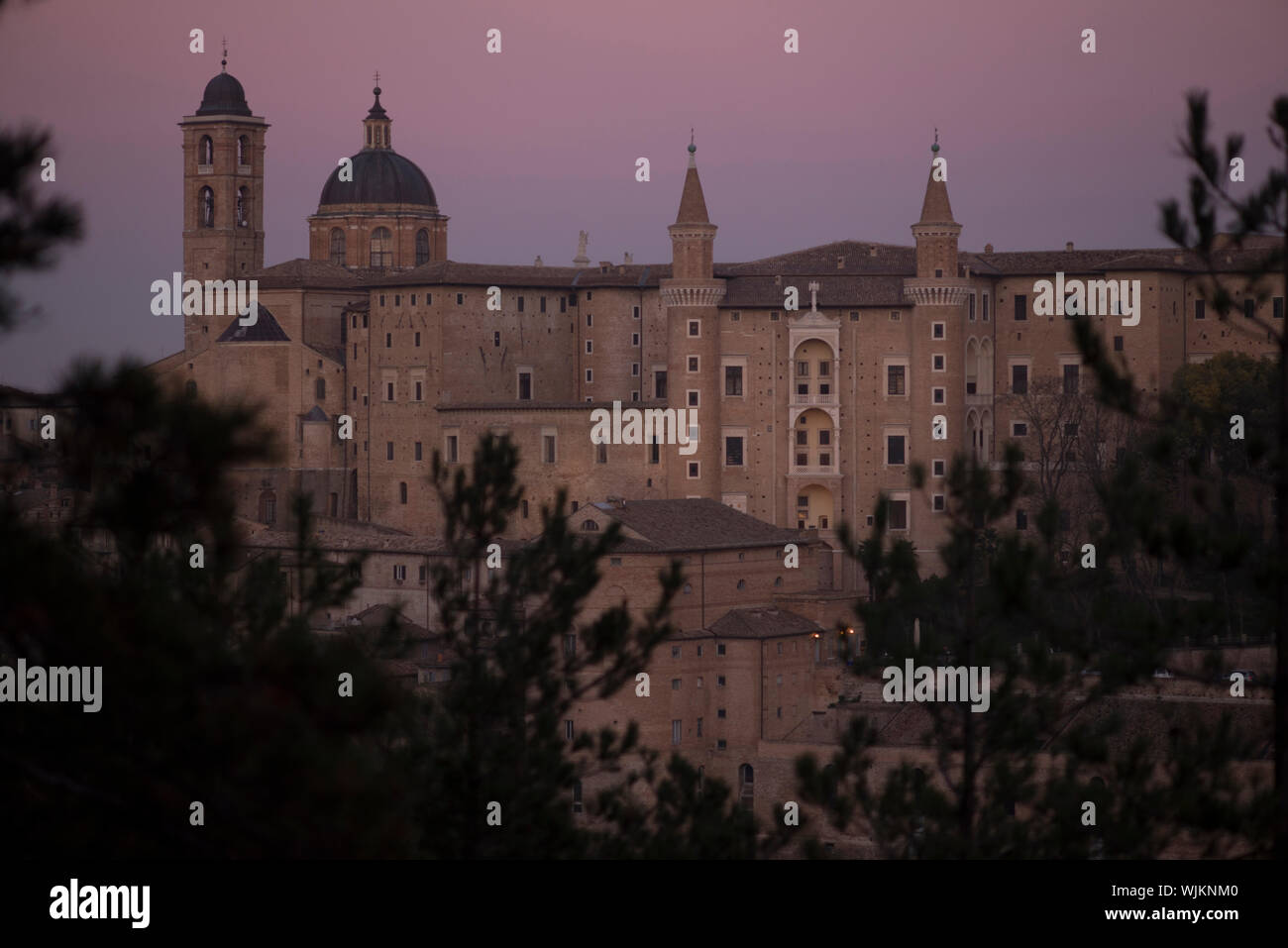 Urbino,Palazzo Ducale, the Ducal Palace at the dusk, Urbino, Marche ...