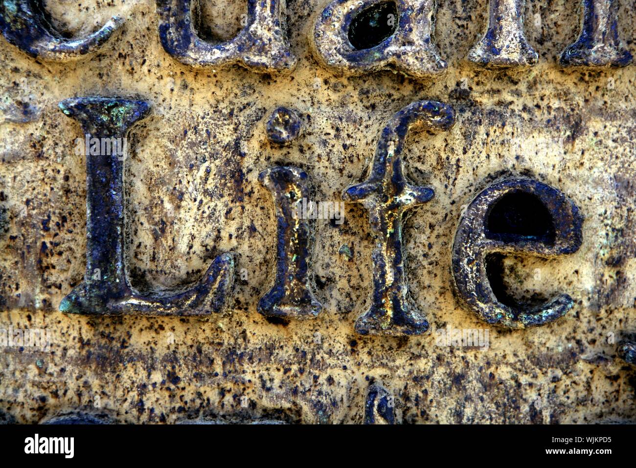 type word life outdoor aged rusted steel texture, concept Stock Photo ...