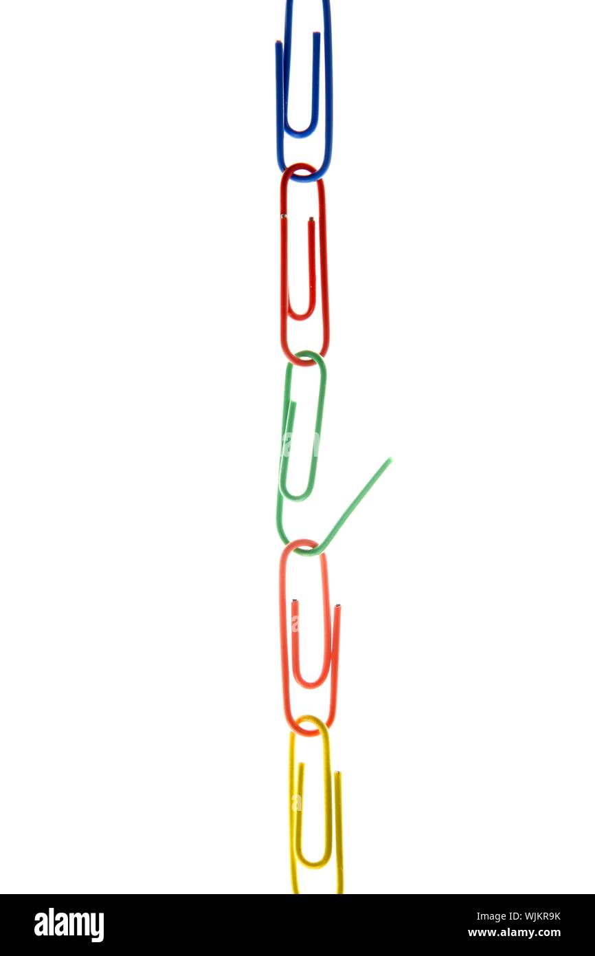 office colorful clip chain with middle one open by stress Stock Photo ...