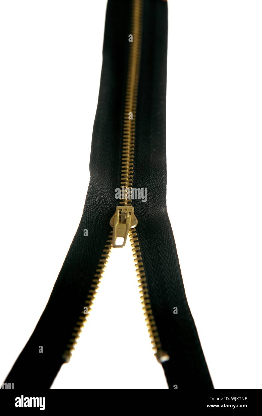 Black clothes zip open isolated over white studio background Stock ...