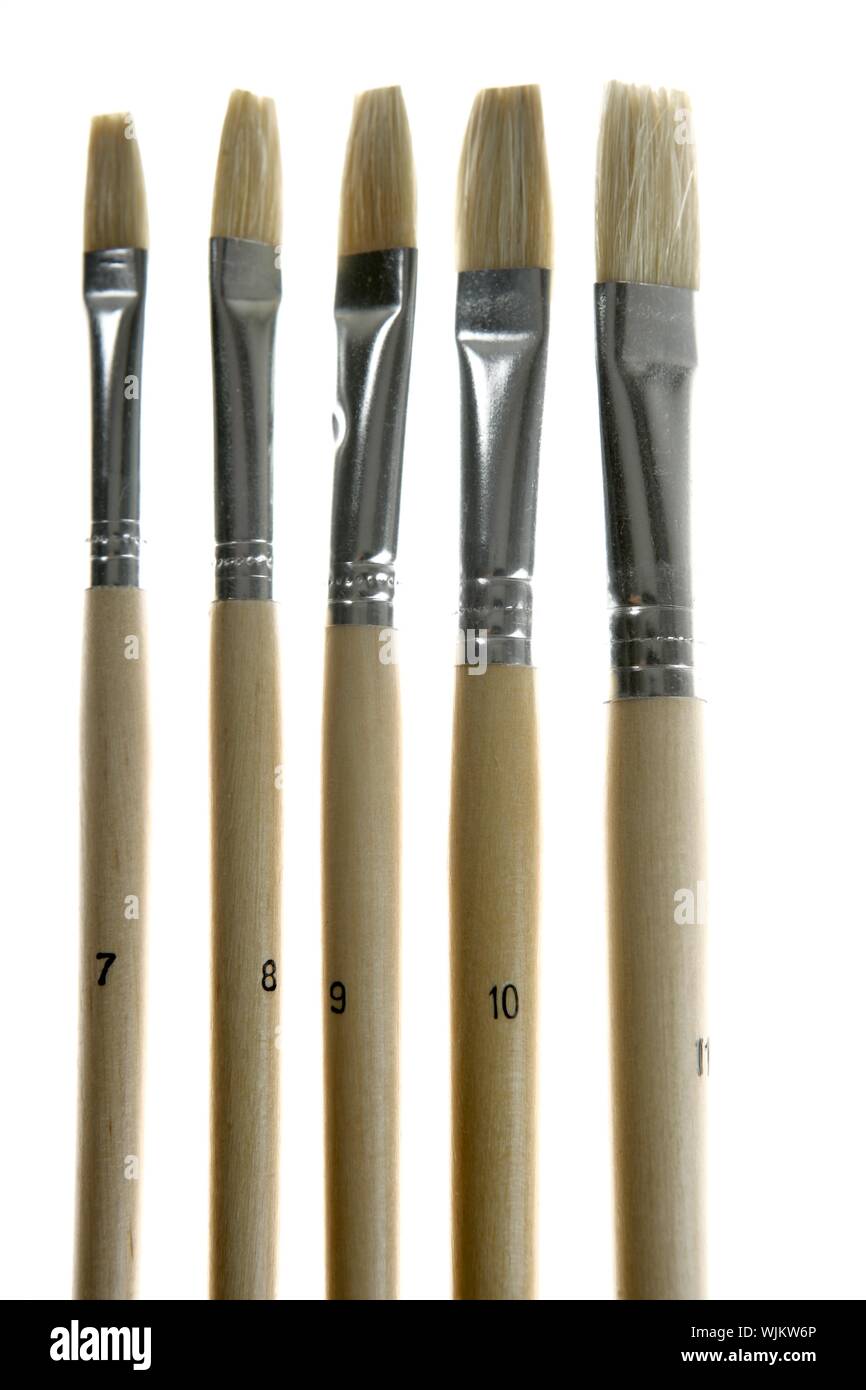 brushes of different thicknesses and sizes for painting Stock Photo - Alamy