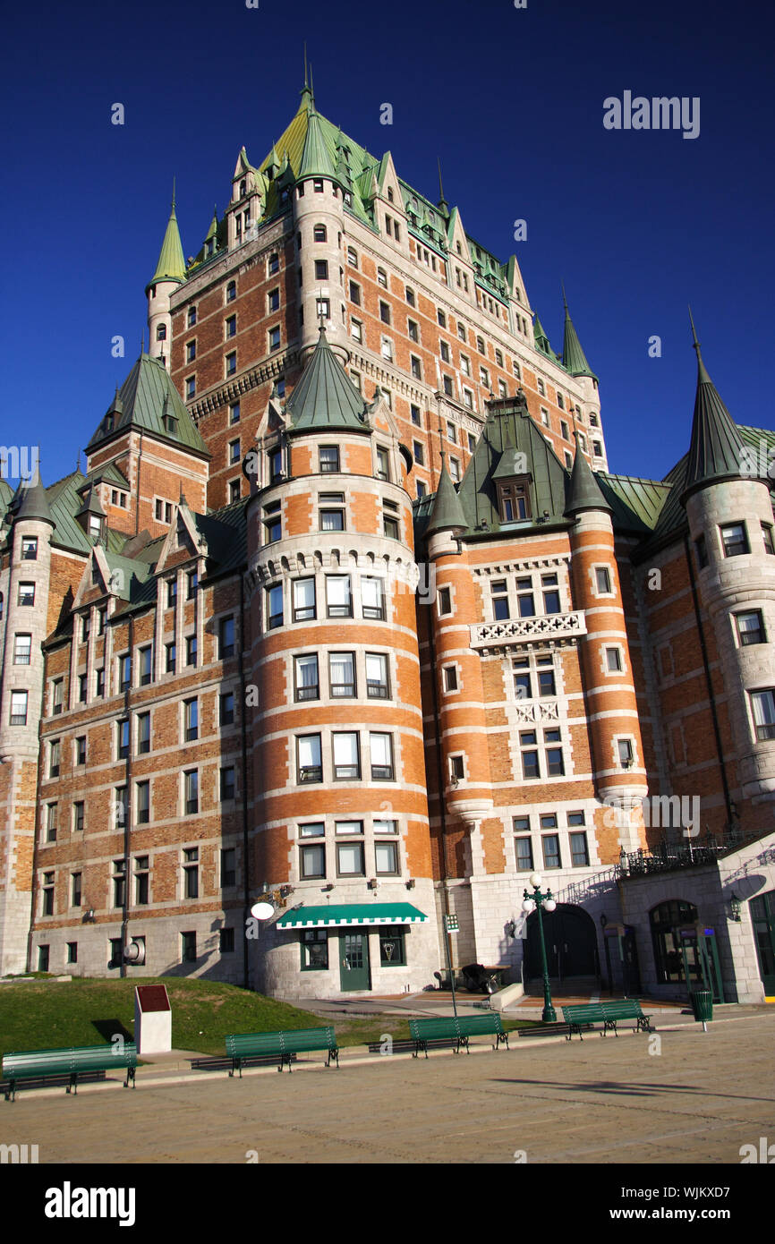 Chateau Frontenac - The most famous landmark in Quebec City Stock Photo ...